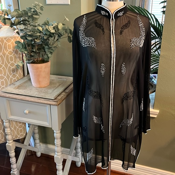 Original Anthony | Tops | Original Anthony Vtg Sheer Beaded Cover Shirt ...